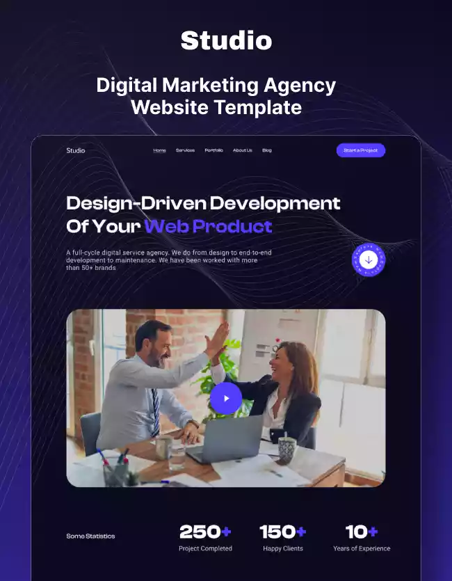 Digital Marketing HTML Landing Page Template with Tailwind CSS & Vite