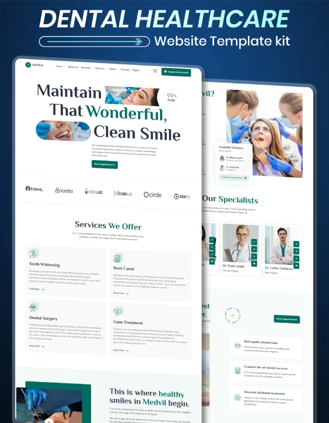 Dental Clinic Elementor WordPress Template Kit for Full Website